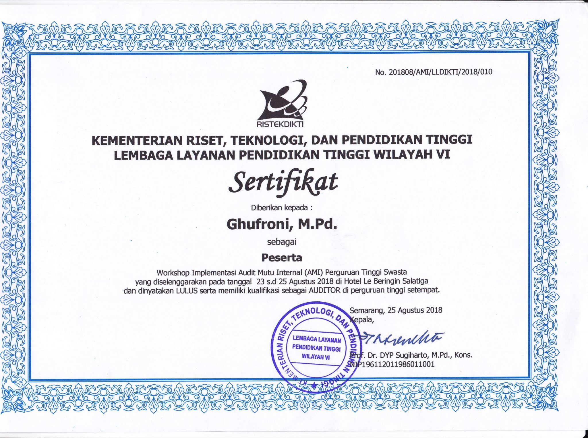 Sertifikat – Lembaga Penjaminan Mutu